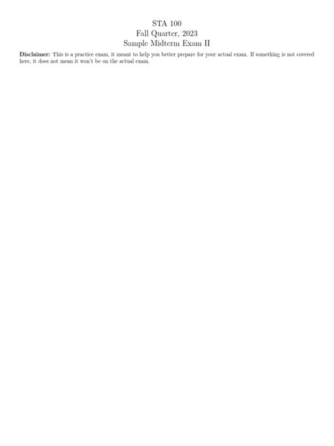 Midterm 2 Practice Pdf Mean Statistical Analysis