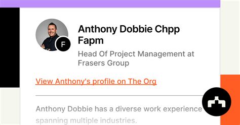 Anthony Dobbie Chpp Fapm Head Of Project Management At Frasers Group The Org