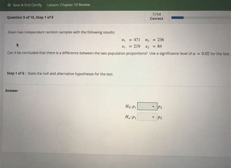 solved o save and end certify lesson chapter 10 review 7 54