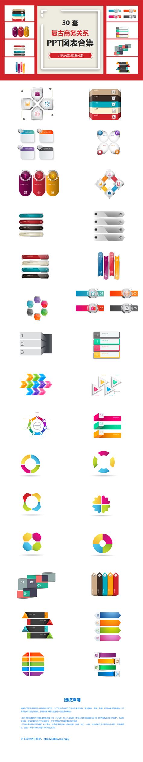 30套復古商務ppt圖表合集簡報模板下載 Powerpiont 編號650073468幻燈片下載