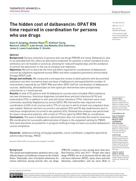 Pdf The Hidden Cost Of Dalbavancin Opat Rn Time Required In Coordination For Persons Who Use