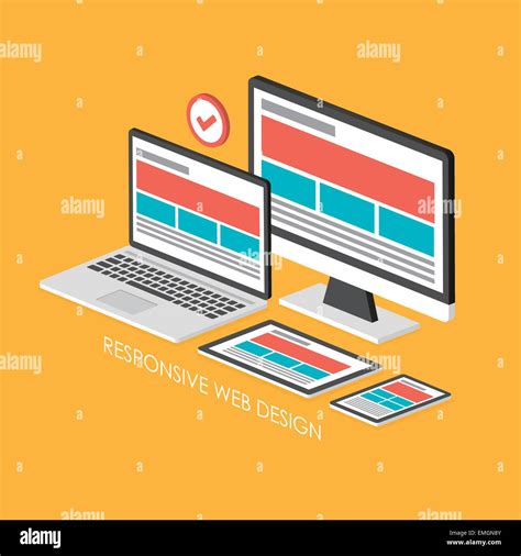3d Isometric Infographic For Responsive Web Design Over Yellow Background Stock Vector Image