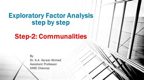 Exploratory Factor Analysis Step 25 Communalities Business