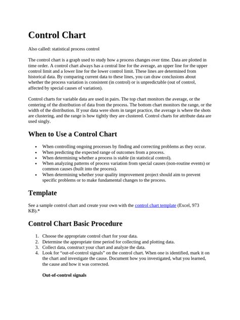 Control Chart Pdf Statistical Analysis Teaching Mathematics