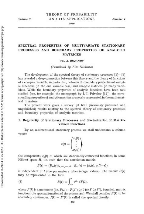 Pdf Spectral Properties Of Multivariate Stationary Processes And