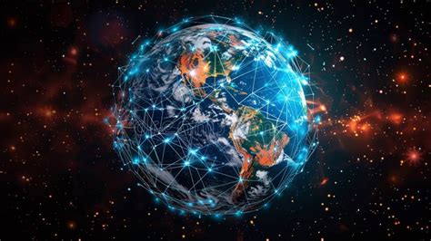 Globe Earth Interconnected Global Visualization Whole Planet Stock