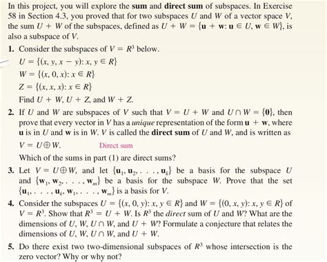 Solved In This Project You Will Explore The Sum And Direct Chegg Com