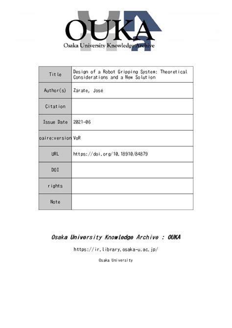 Pdf Design Of A Robot Gripping System Theoretical Considerations And A New Solution