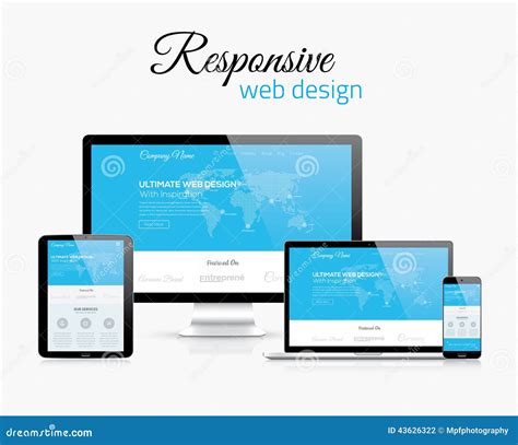 Responsive Web Design In Modern Flat Vector Style Concept Image Stock