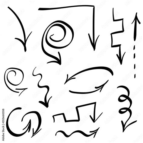 Set Of Arrows Hand Drawn Elements Simple Vector Logos Direction Indicators Pointers And