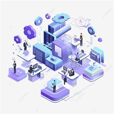 Isometric Modern Cloud Technology And Networking Big Data Flow Processing Concept Computing