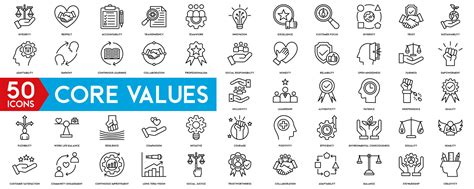 Core Values Icon Simple Set Goals And Target Related Vector Line