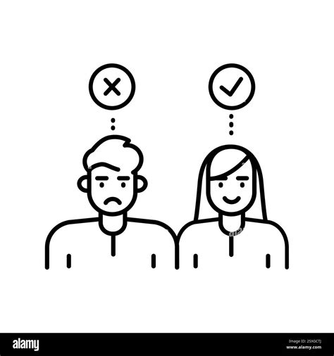 Social Exclusion Black Line Icon Vector Isolated Element Social Inequality Editable Stroke