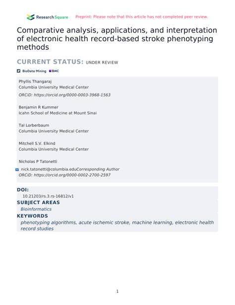 Pdf Comparative Analysis Applications And Interpretation Of Electronic Health Record Based