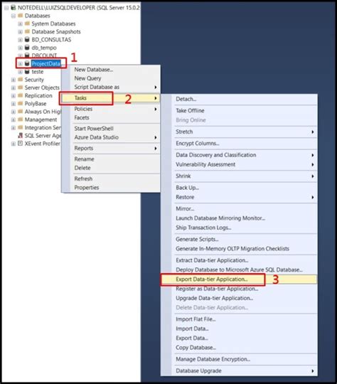 Azure Sql Database Migração Com Ssms Export Data Tier Application Consulta Bd