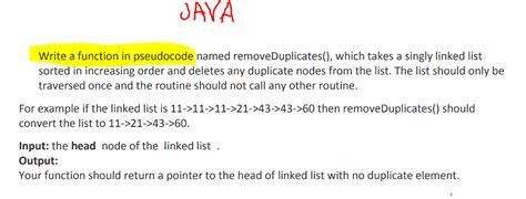 solved java write a function in pseudocode named