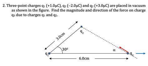 solved 2 three point charges q1 1 0μc q2 −2 0μc and