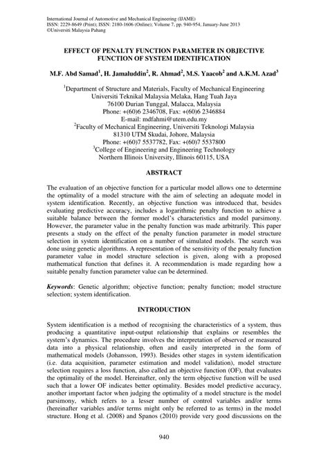 Pdf Effect Of Penalty Function Parameter In Objective Function Of