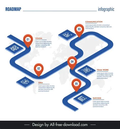 Roadmap Infographic Template Flat Symmetric Curved Road Vectors Graphic Art Designs In Editable