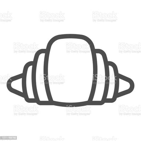 아몬드 롤빵 라인 아이콘입니다 전통적인 아침 식사 달콤한 충전 기호와 크루아상 흰색 배경에 윤곽 스타일 그림 모바일 컨셉 및 웹 디자인용 베이커리 사인 벡터 그래픽 건강한