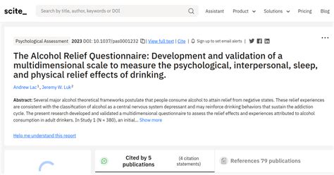 The Alcohol Relief Questionnaire Development And Validation Of A Multidimensional Scale To