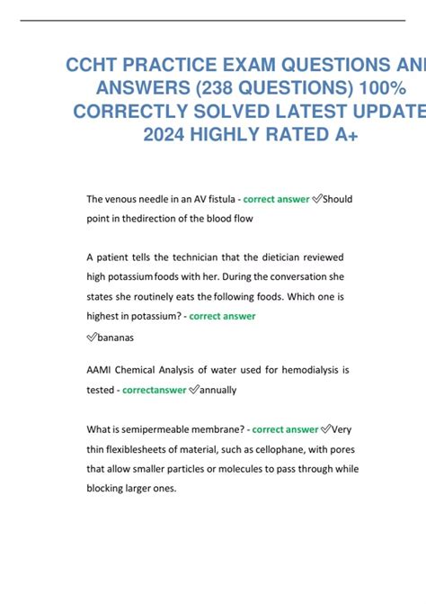 Ccht Practice Exam Questions And Answers 238 Questions 100 Correctly Solved Latest Update