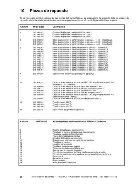 Listado De Accesorios Y Repuestos Pdf Resistor Electromagnetismo