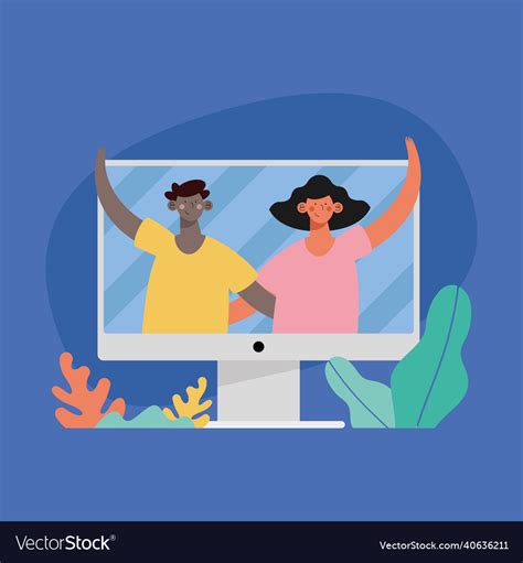 Couple In Desktop Royalty Free Vector Image VectorStock