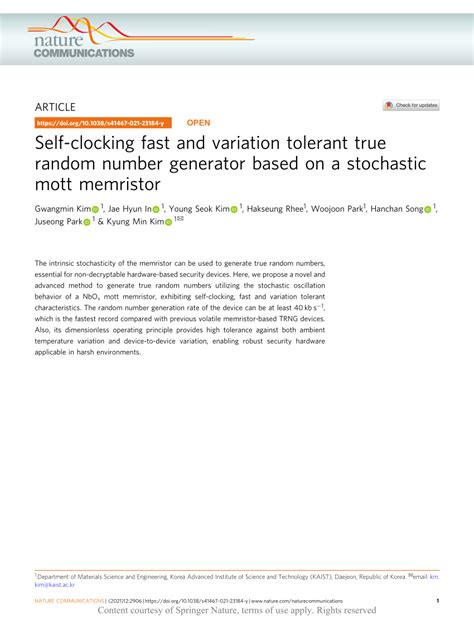 Pdf Self Clocking Fast And Variation Tolerant True Random Number Generator Based On A