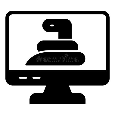 Monitor Screen And Snake Solid Icon Hacker Attacks Concept Vector
