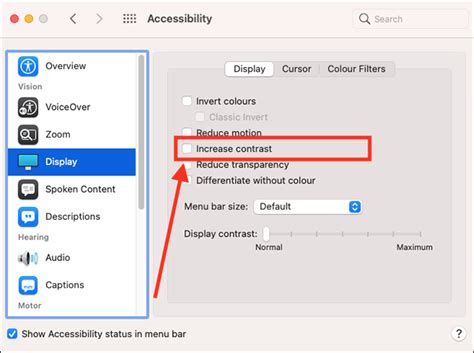 How To Increase The Contrast In Macos 11 Big Sur Abilitynet
