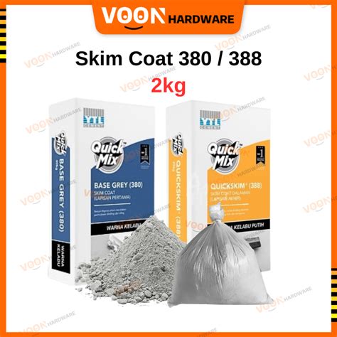 Voon 2kg Skim Coat 380 388 Quick Mix Plaster Coarse Fine Internal External Wall Base Simen