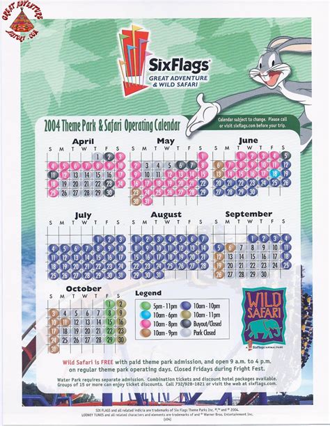 Six Flags Calendar October Calendars 2025