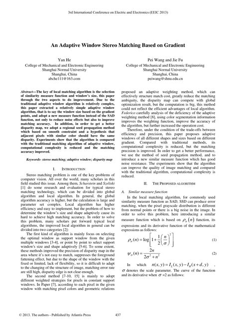 Pdf An Adaptive Window Stereo Matching Based On Gradient