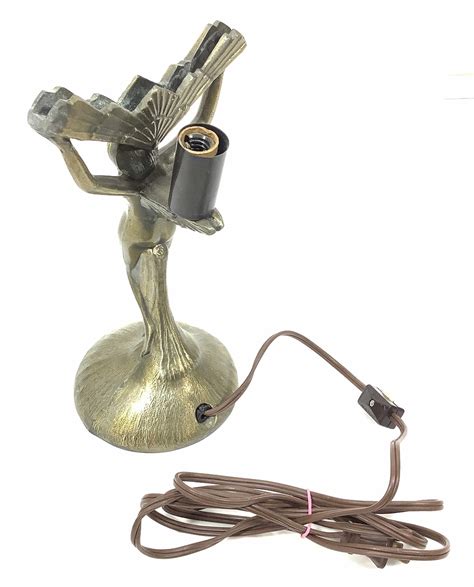 Lot Art Deco L L WMC Spelter Nude Female Fan Lamp
