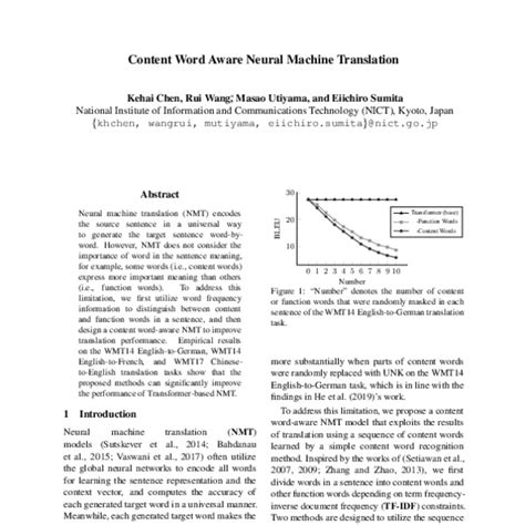 Content Word Aware Neural Machine Translation Acl Anthology