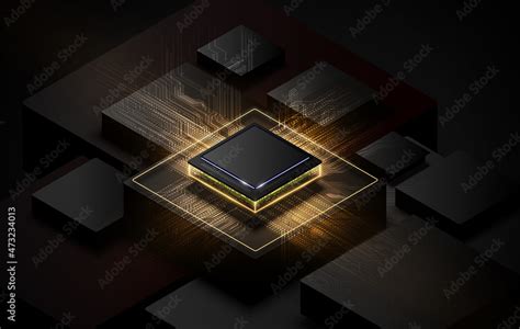 Abstract Technology Chip Processor Background Circuit Board And Html Code D Illustration Blue