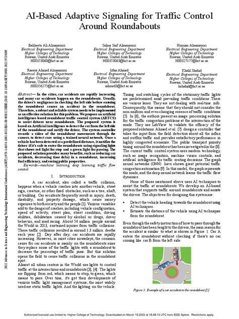 Ai Based Adaptive Signaling For Traffic Control Around Roundabouts Pdf Traffic Traffic