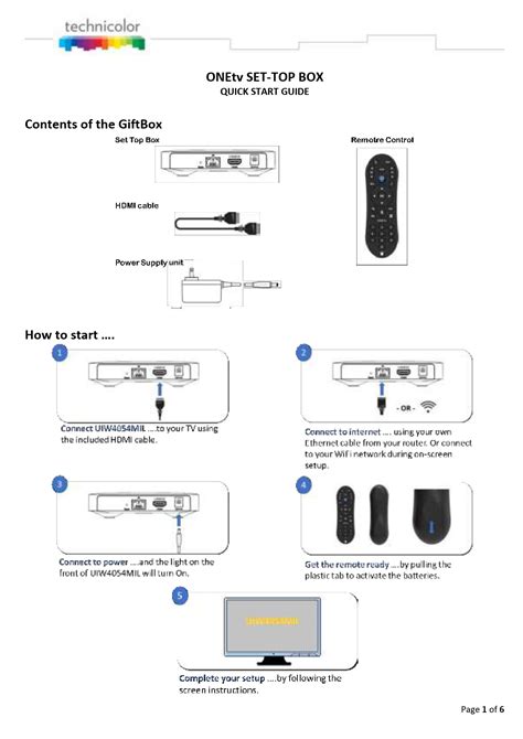 User Manual For Technicolor Uiw4054 Set Top Box