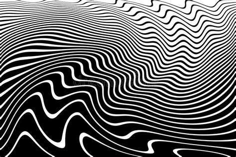 Abstract Black And White Wavy Lines Halftone Pattern 3d Illusion