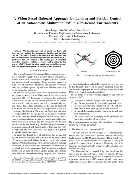 Pdf A Vision Based Onboard Approach For Landing And Position Control