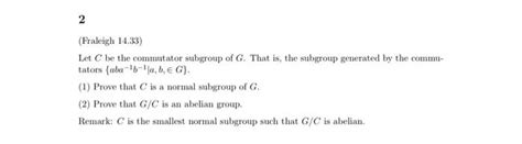 solved fraleigh 14 33 let c be the commutator subgroup of