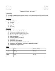 Seperating Mixtures Lab Report Mariam Ali Chemistry Period