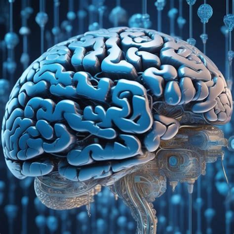 인공지능 뇌 일러스트 배경 프리미엄 사진