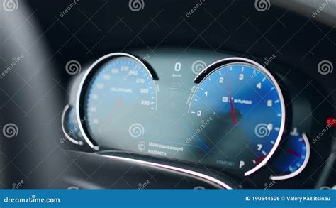 Closeup Tachometer Showing Number Of Revs Pointer Displaying Number Of