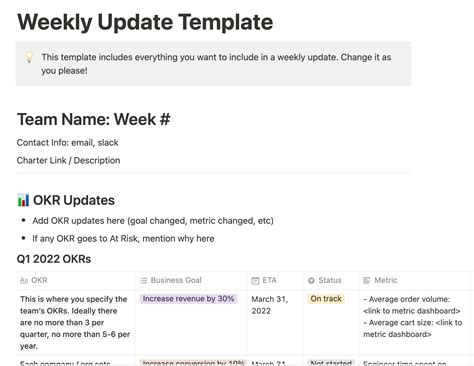 Weekly Update Template For Engineering Managers