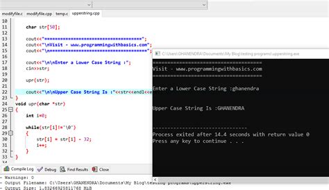 c program to convert string lowercase to uppercase