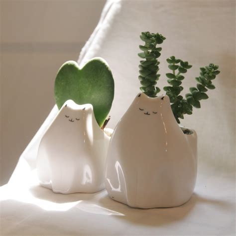 달사이로 둘이서 고양이 미니포트 다육이 선인장 화분