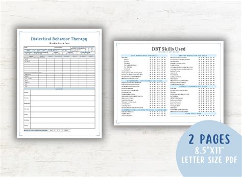 DBT Diary Cards Printable For Adults Boutique Printables