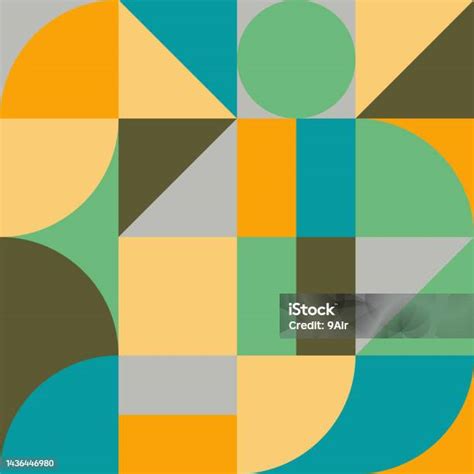 추상적 인 배경 지오메트리 바우 하우스 스타일의 미니멀 한 디자인 펀치 색상의 벡터 패턴 섬유 천 랩 및 기타에 사용할 준비가되었습니다 0명에 대한 스톡 벡터 아트 및 기타